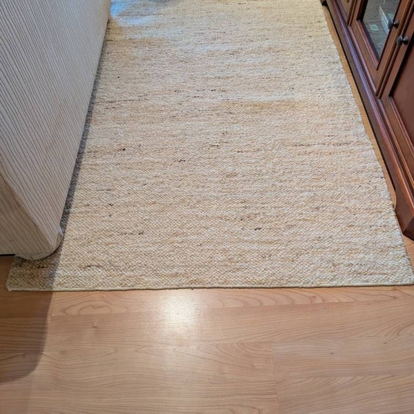 Natural Raw Wool Flatweave Hand-knotted Rug - Etsy