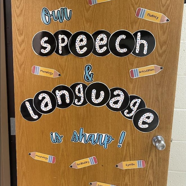 Speech Therapy Room Decor, Bulletin Board Kit, Boho Rainbows, Speech is ...