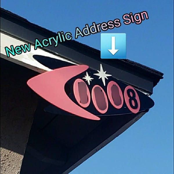 Starburst Pop Acrylic Sign Address Numbers Mid Century House - Etsy