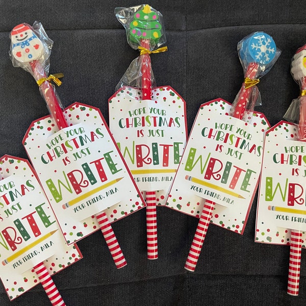 Christmas Pencil Gift Tag Just Write Holiday Pencil Tags Student ...
