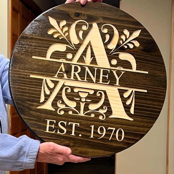 Wood Monogram Sign - Etsy
