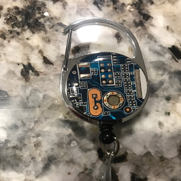 Recycled Circuit Board Retractable Badge Holder, Geeky Badge Reel ...