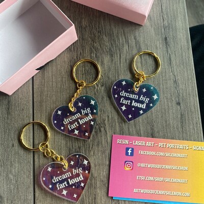 Dream Big, Fart Loud Iridescent Acrylic Keychain - Etsy