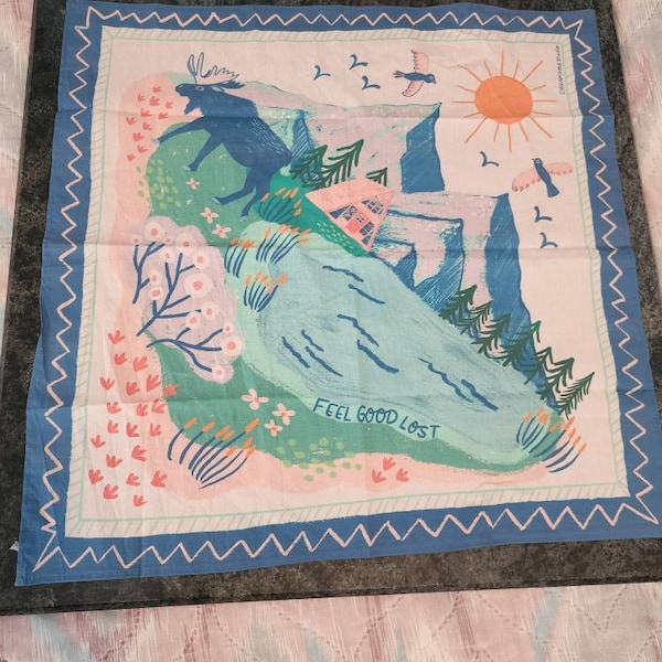 Hiking Bandana, Cotton Neckerchief, Mountain Scarf, Pacific Northwest ...