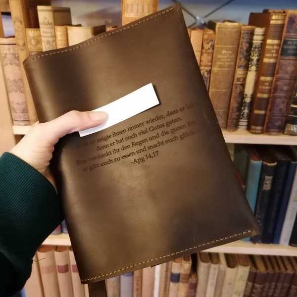 Handmade Leather Book Cover, Book Cover With Bookmark, Monogrammed Book ...