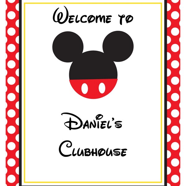 Mickey Mouse Party Welcome Sign, Instant Download Mickey Mouse Party ...