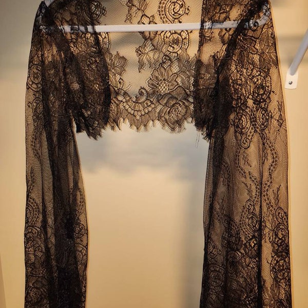 Black Goth Shrug Gothic Bolero Whimsigoth Gothic Eyelash Lace Flared ...