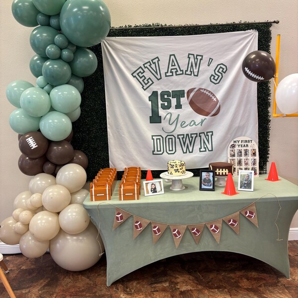 Personalized Football 1st Birthday Backdrop Sign, First Year Down - Etsy