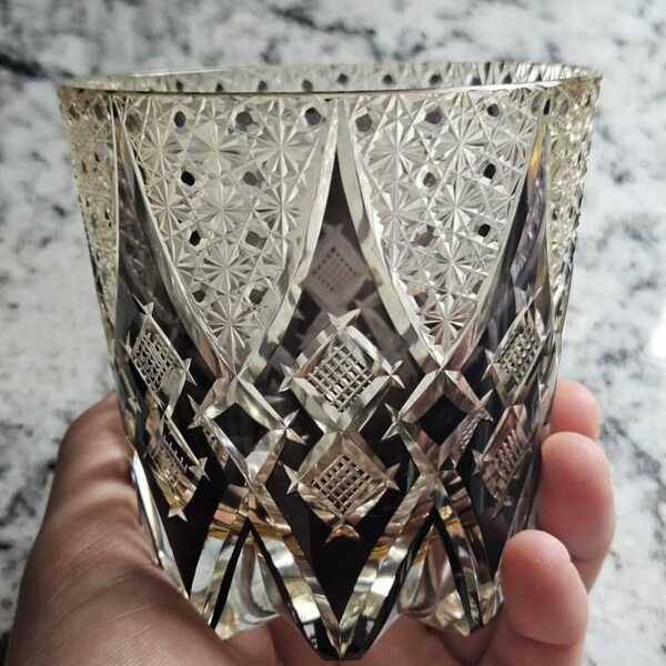 Hand Cut Black Edo Kiriko Crystal Whisky Glass, Bourbon Cocktail Glass ...