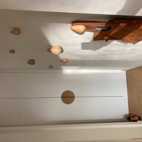 Wooden Drops Set of 7, Water Drop Hooks, Oak Wood Hangers,tear Drops ...