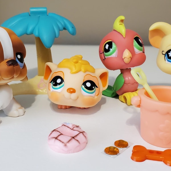 Littlest Pet Shop LPS Custom Accessories 4 Pc Set Lot 1 Bow 1 Collar ...