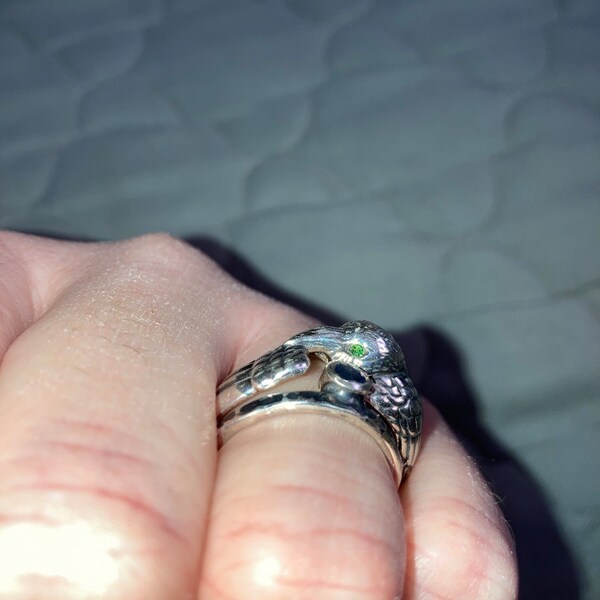 White Raven Ring - Pagan Wedding Ring With Moonstone - Sterling Silver ...