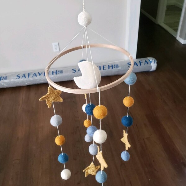 Space Mobile, Baby Mobile, Moon Stars Mobile, Crib Mobile, Cot Mobile ...