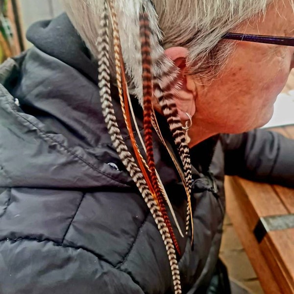 Feather Hair Extensions DIY Kit -10 Feathers + Beads + Tool/natural Mix ...