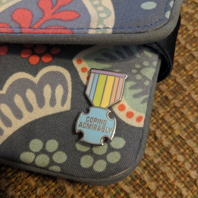 Coping Admirably Medal Enamel Pin Badge Adult Achievement Positivity ...