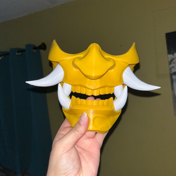 Japanese Hannya Half Mask Oni Demon Mask 3D Printed Samurai Mask - Etsy