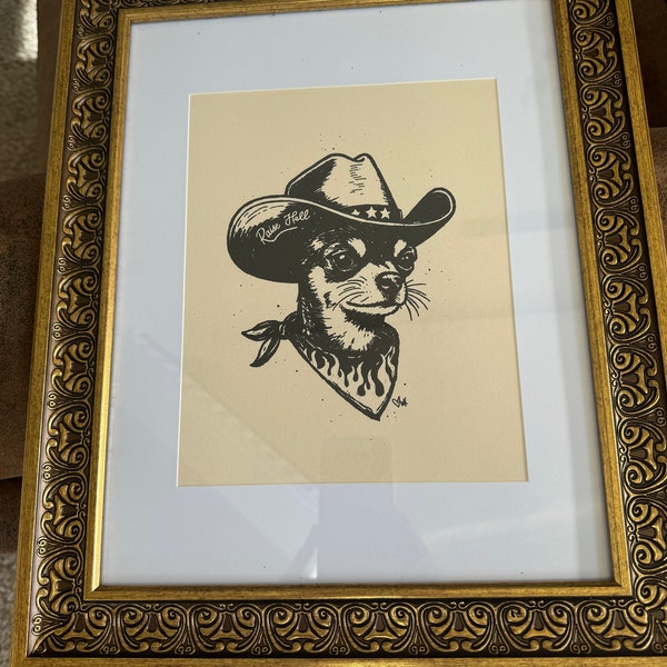 Raisin Hell Cowdog, Giclée Fine Art Print, Western Dog Art, Vintage ...