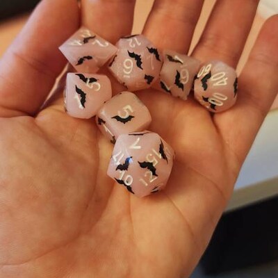 Pink and Black Bats Dice Set for Dungeons and Dragons. Pastel Goth ...