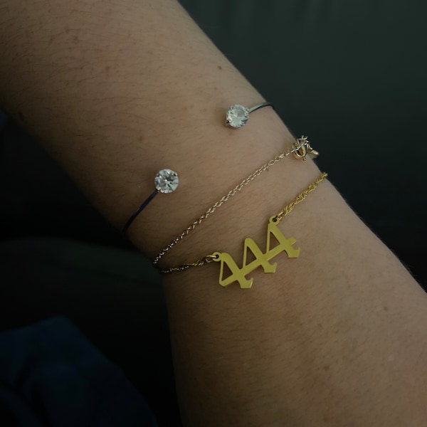 18K Gold Angel Number Bracelet, Personalized Gift, Pearl Angel Numbers ...