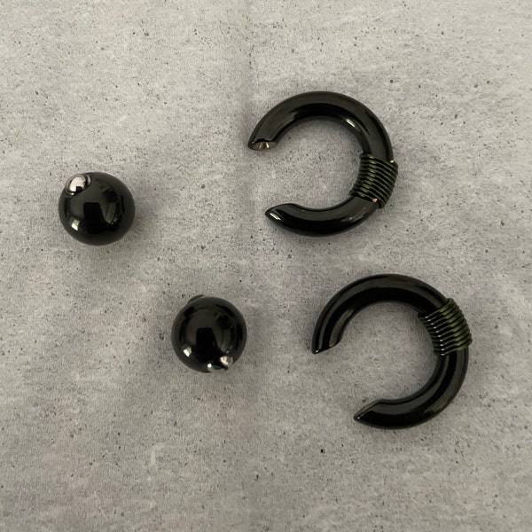 1x 00g 0g 2g 4g 6g 8g 12mm or 16mm Diameter Spring Action Black Plated ...