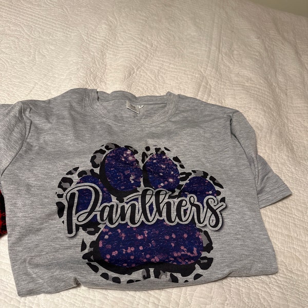 Panthers Shirts, Panthers Cheer Shirt, FAUX Glitter Shirt, Panther Paw ...