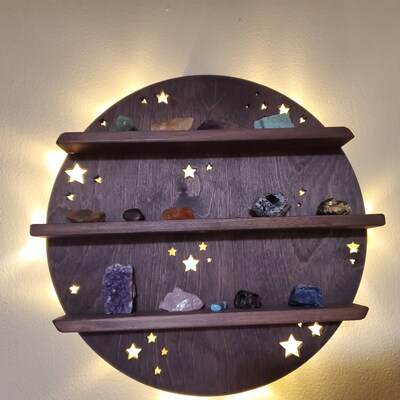 Coppermoon Brown Moon Shelf, Full Moon Shelf, Crystal Shelf, Geometric ...
