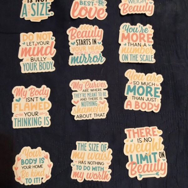Body Positivity Motivational Stickers - 12 Different Stickers - Vinyl ...