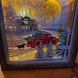 Merry Christmas Shadow Box/lightbox Snow Santa's Cabin | Etsy Canada