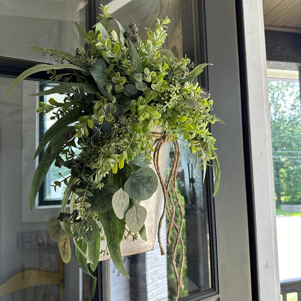 Mixed Eucalyptus Greenery Basket for Front Door, Everyday Greenery ...