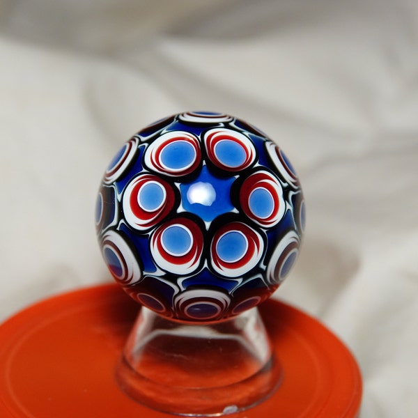 1.73" Blown Glass Marble, Dot Stack Design, Gift Art Glass, Art Glass ...