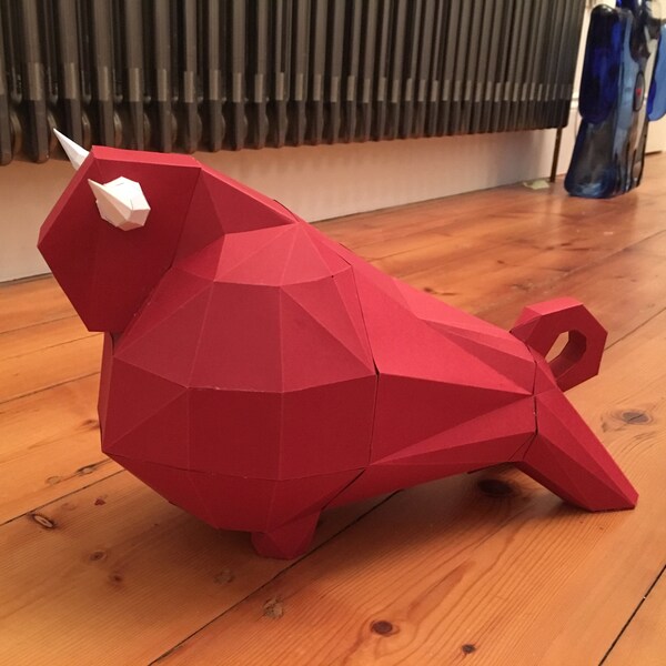 Bull Papercraft Sculpture, Printable 3D Puzzle, Papercraft Pdf Template ...