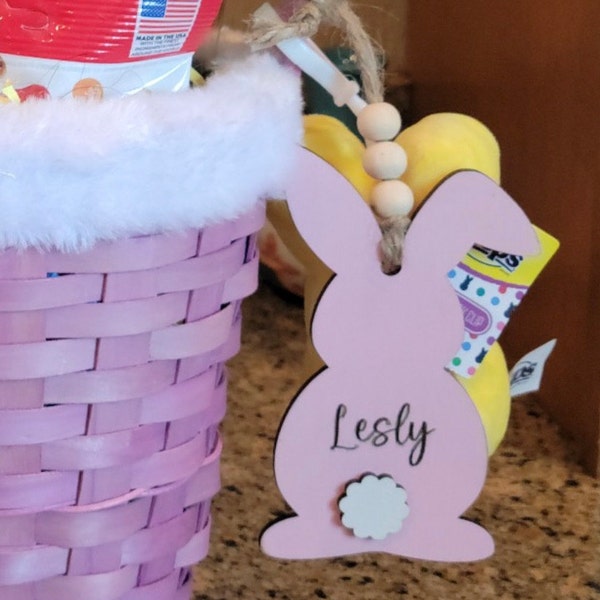 Personalized Easter Bunny Basket Tag | Custom Basket Tag | Wooden Gift ...