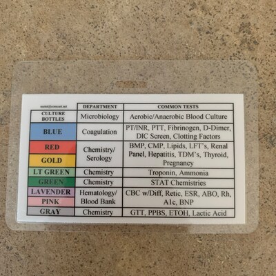 Order of Draw Badge Card. Common Blood Tests/tubes. - Etsy