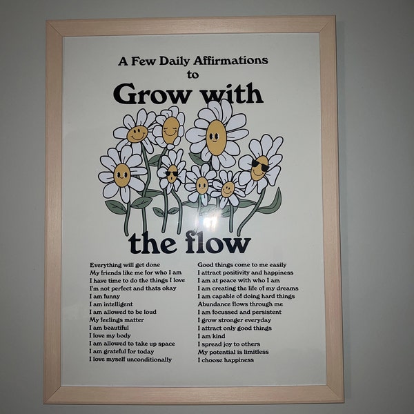 Affirmations Wall Print, Aesthetic Flowers Poster, Positive Selfcare ...