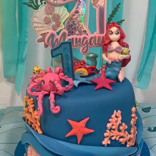 Mermaid Cake Topper, Mermaid Shaker Cake Topper, Mermaid 3d Cake Topper ...