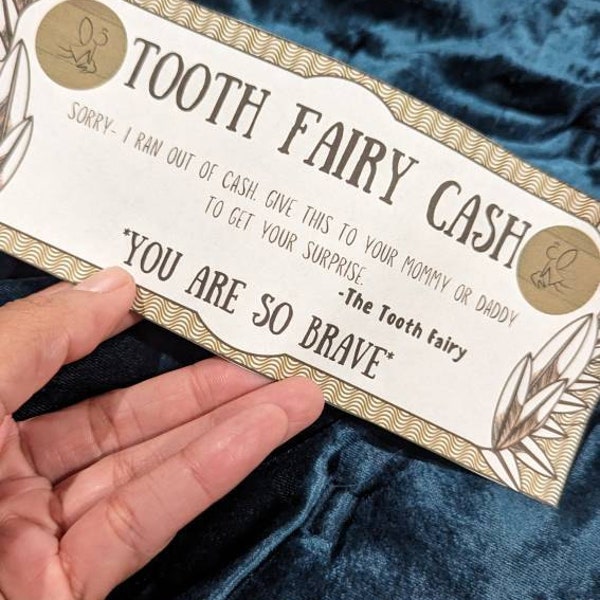 Tooth Fairy Cash Download Printable Tooth Fairy Gift Children Tooth ...