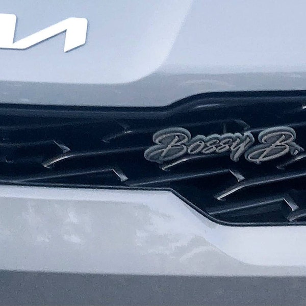 Custom Cursive Font Car Emblem - Custom Colors - Installs in Seconds ...
