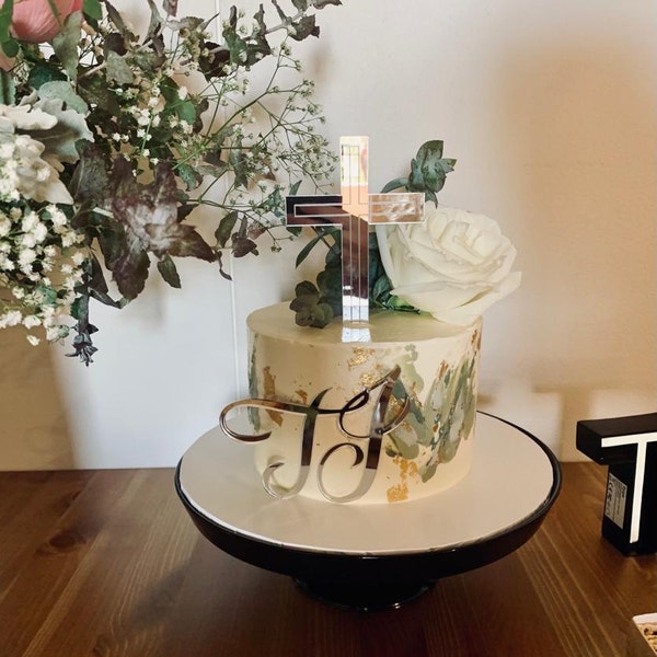 Religious Cake Topper, Cross Topper With Etching Combined With the ...