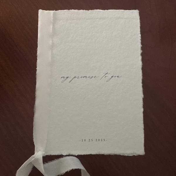 Custom Handmade Paper Wedding Day Cards/vow Cards With Silk Ribbon and ...