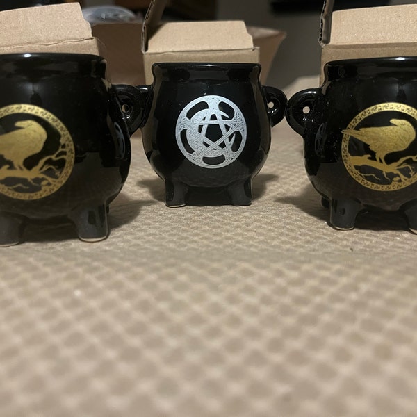 Mini Cauldron Burner Black Ceramic Cauldron Altar Burner Incense Holder ...