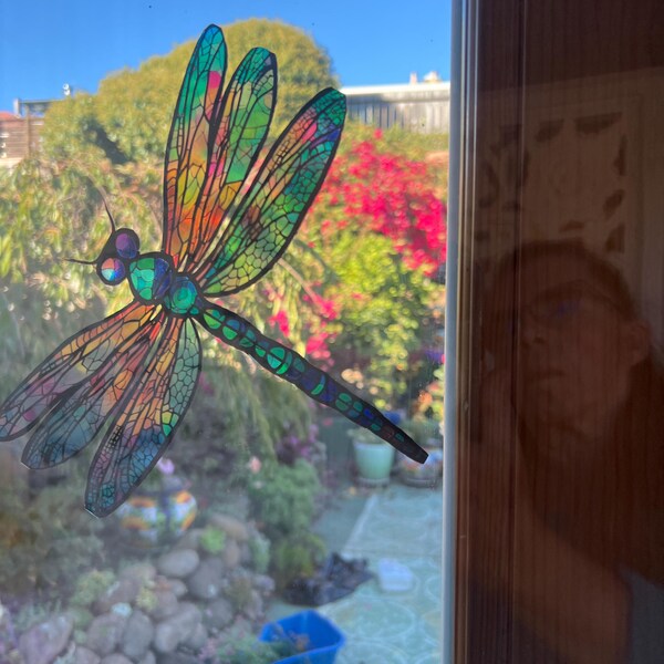 Dragonfly Stained Glass Window Cling - Etsy