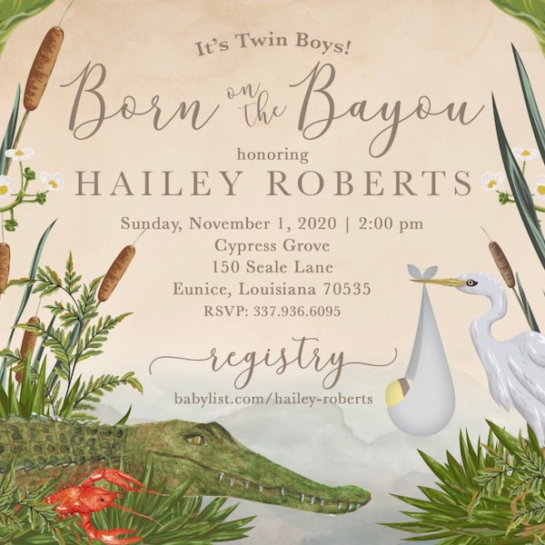 Louisiana Bayou Baby Shower Invitation | Born on the Bayou | Girl | Boy ...