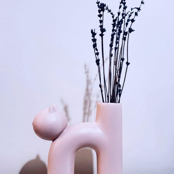 Abstract Cat Sculpture, Minimalist Cat Figurine, Geometric Cat Decor ...