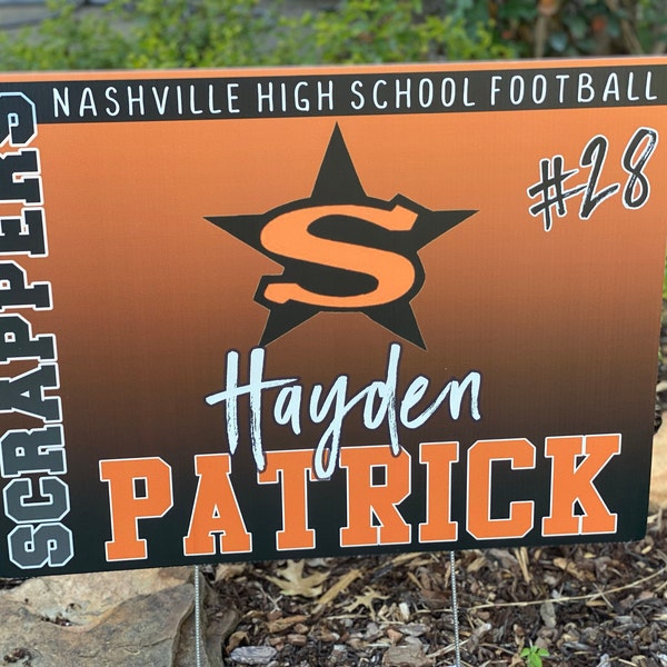 Customizable High School Sports Yard Sign: Team Colors, Name & Number ...