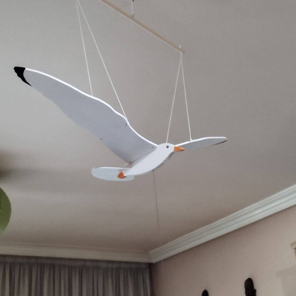 Hanging Wooden Seagull / Wooden Decoration / Unique Wooden Gift ...
