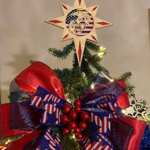 USMC Christmas Tree Topper Made of Wood With EGA and American Flag ...