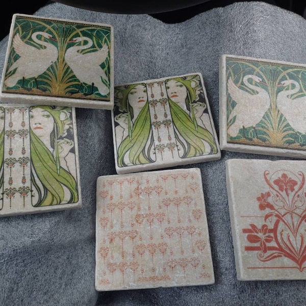 MALMÖ Set of 4 Scandinavian Vintage Tiles / Coasters / Retro Tiles ...