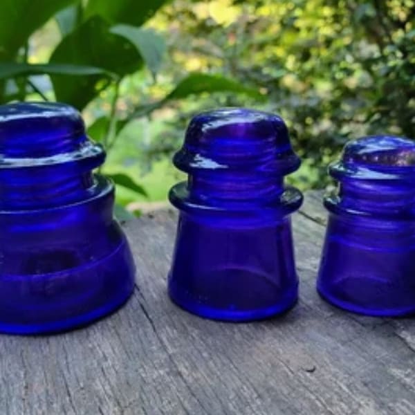2 Authentic Vintage Medium Size Glass Insulators Colorized Red. Set of ...