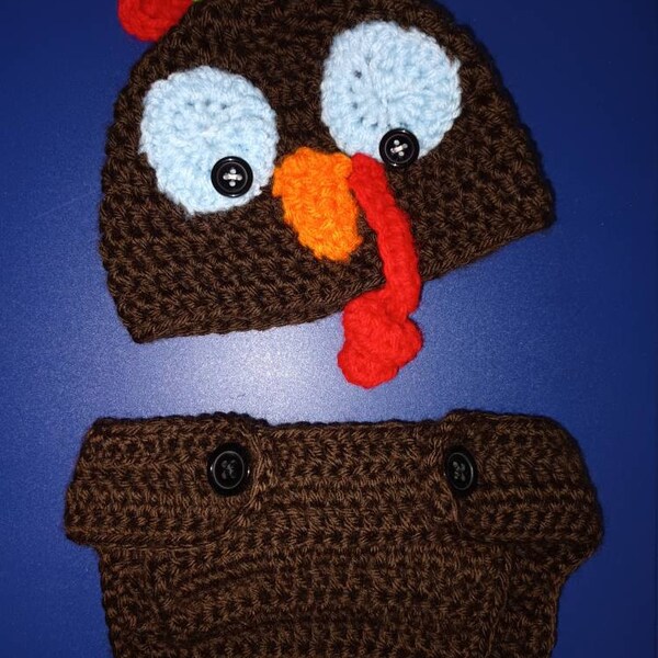 CROCHET PATTERN Turkey Baby Hat and Diaper Cover Costume PDF | Sizes 0 ...