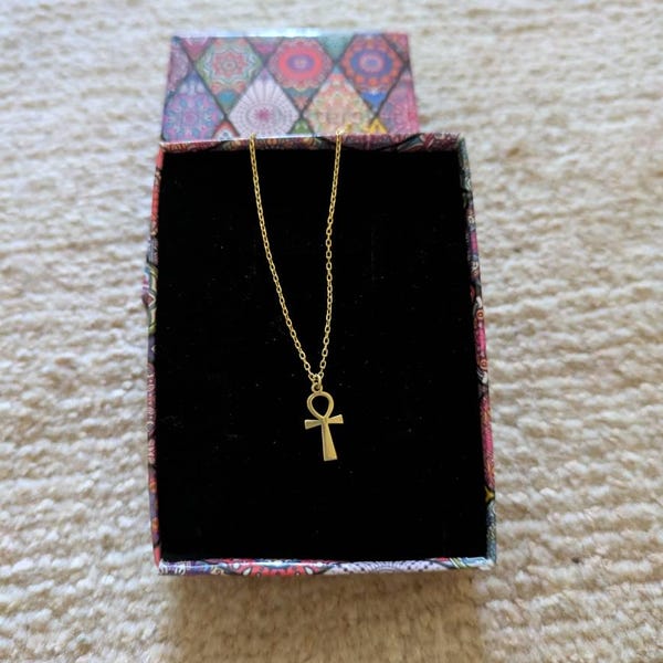 Gold Ankh Cross Necklace, Symbol of Life, Ankh Necklace, Key of Life ...